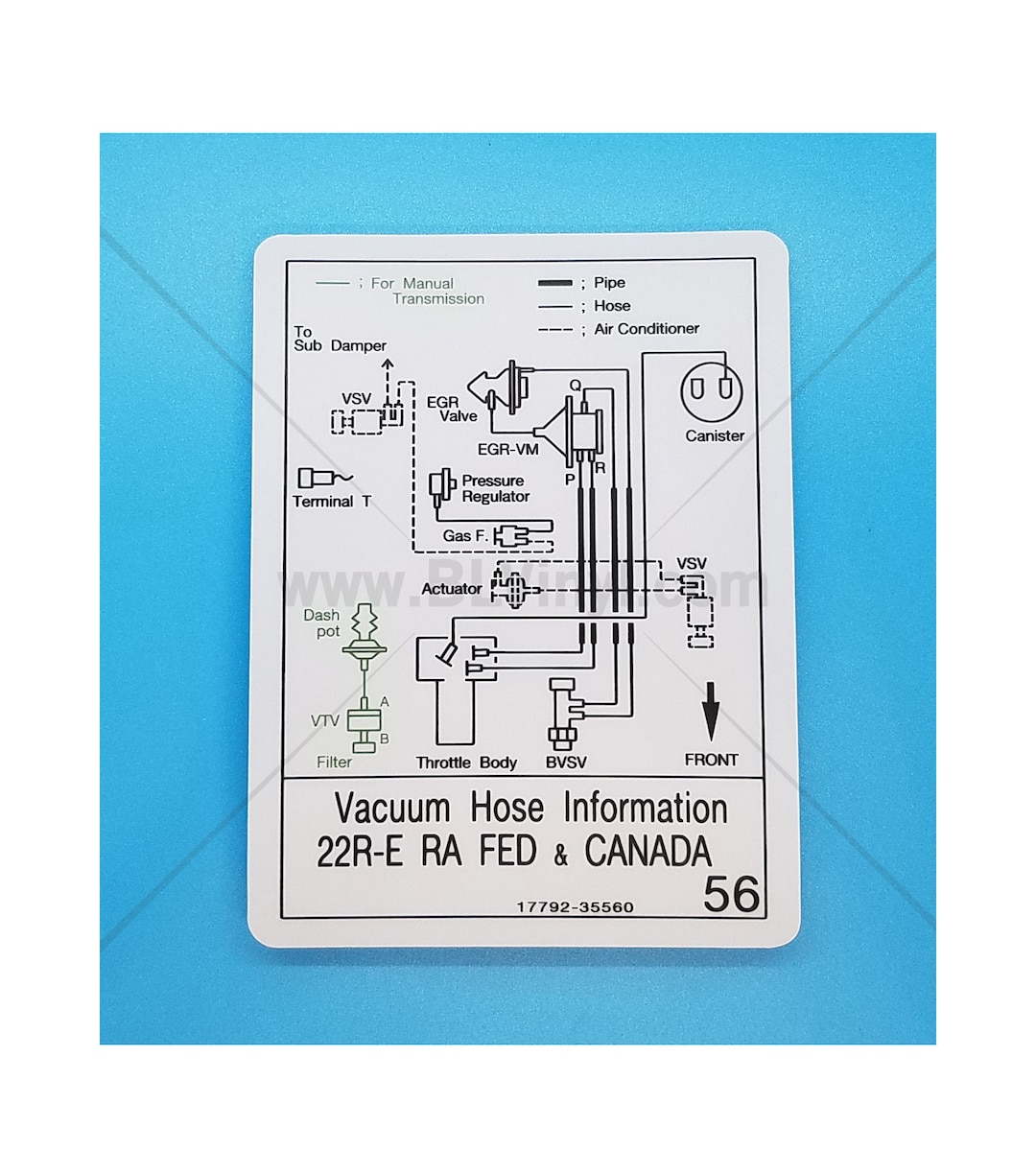 1985 22RE Vacuum Hose Information Decal (celica GTS, RA) - Etsy
