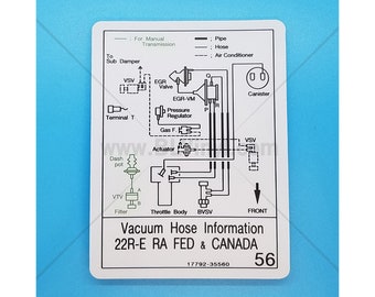 1983 22R Engine Vacuum Hose Information CAL RN 4WD - Etsy