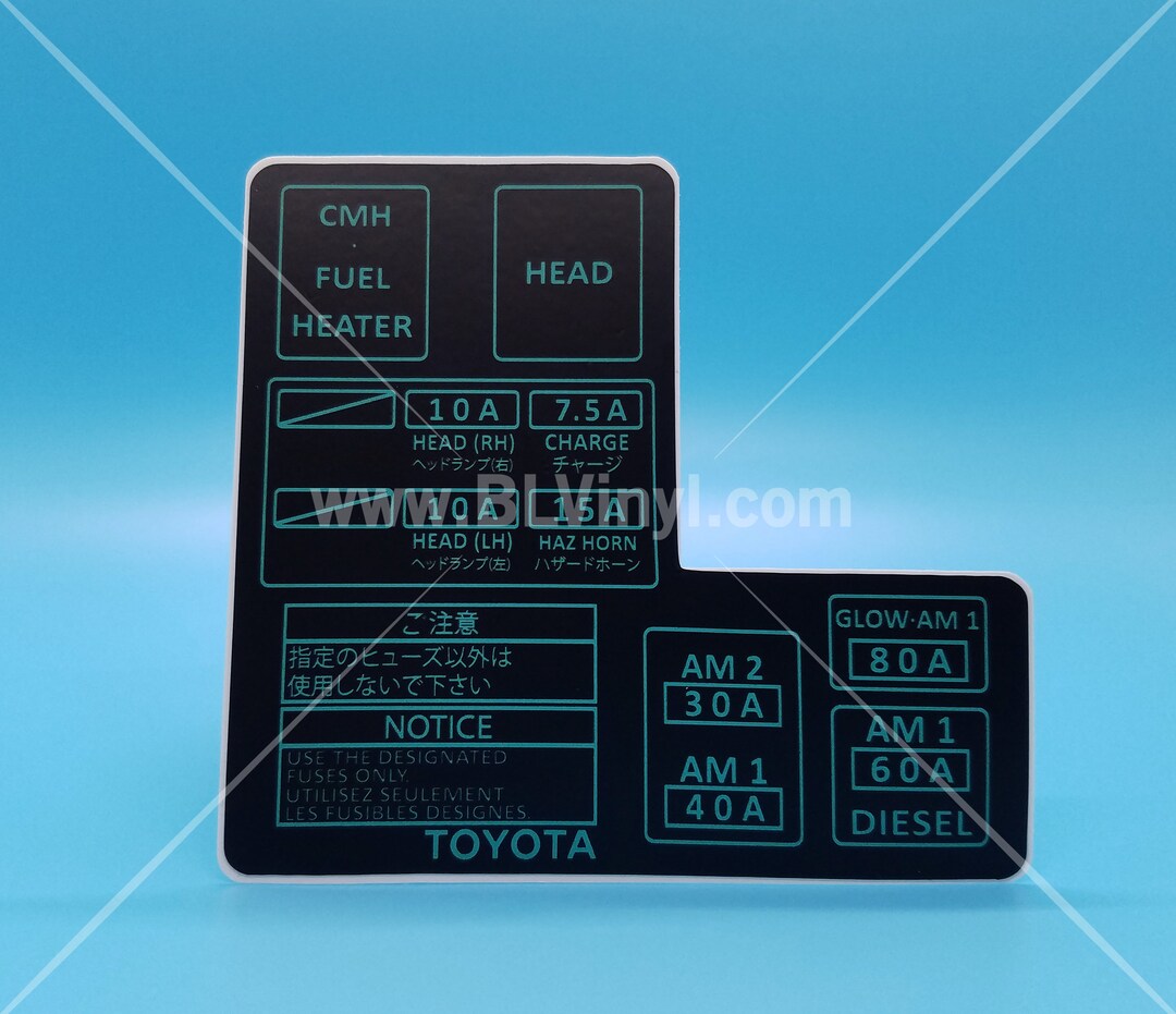 22RE & 3.0(3VZ-E) Fuse Box Replacement Sticker (15A) - Etsy