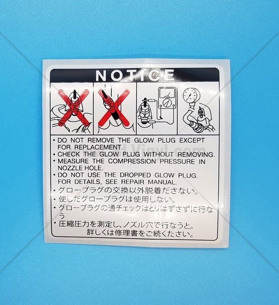 NOTICE for Glow Plug Decal 1KZ Surf - Etsy
