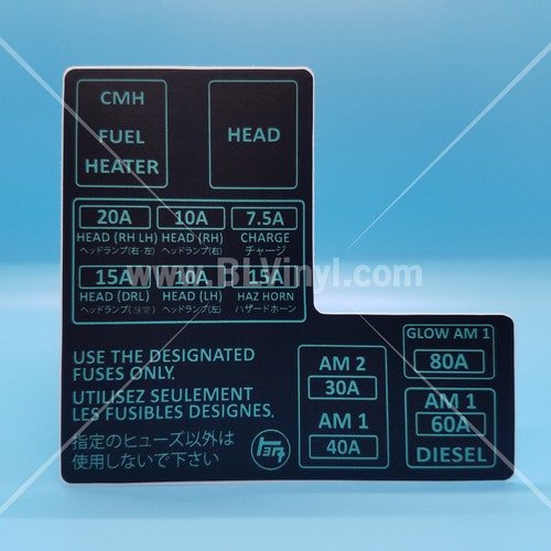 22R-RE Fuse Box Replacement Sticker 15A & 10A | Etsy