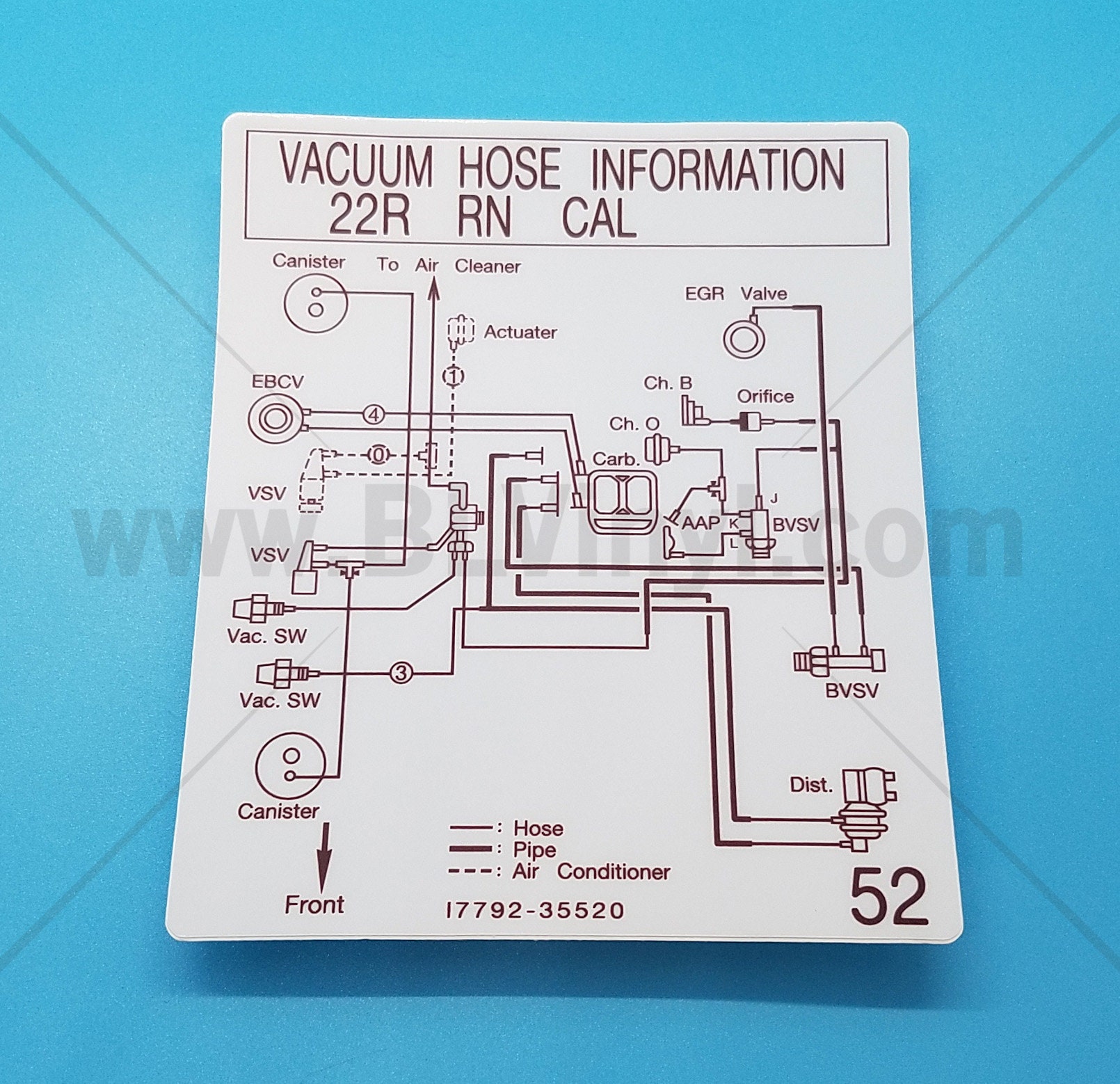 1985 22R Vacuum Routing Diagram - Etsy