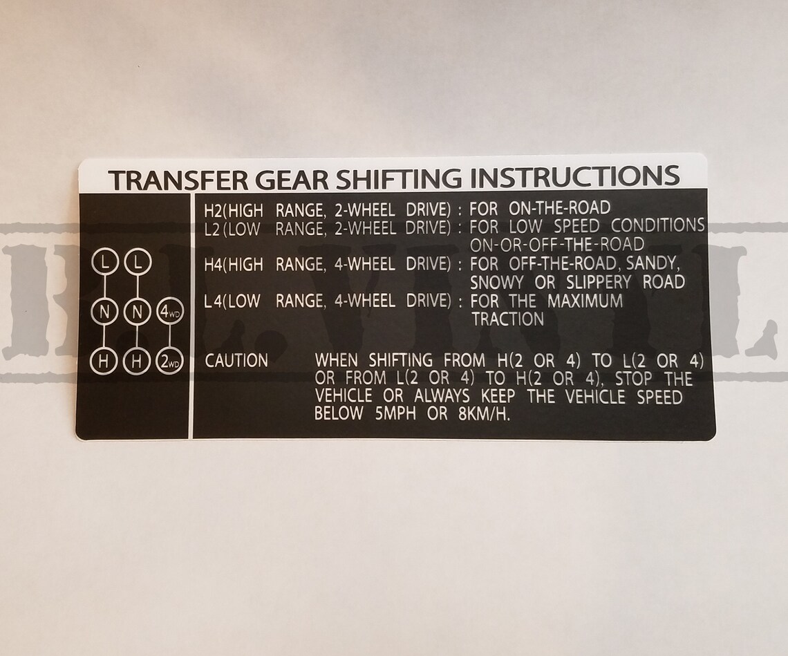 Crawler Transfer Gear Shifting Instructions Multiple Patterns | Etsy