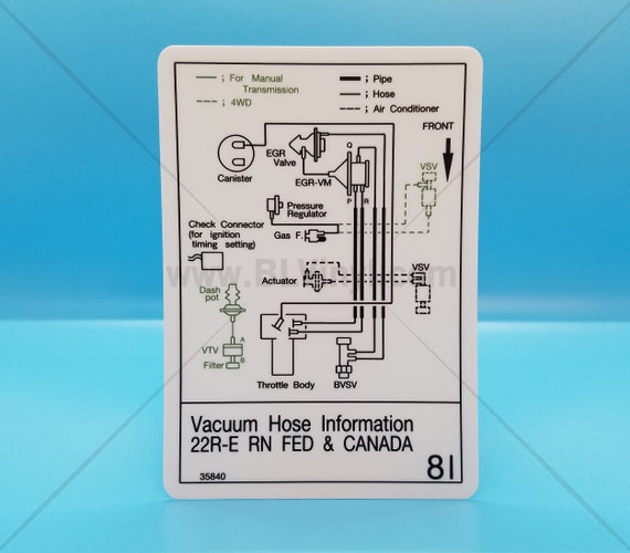 1987 22RE Vacuum Hose Information FED Manual - Etsy