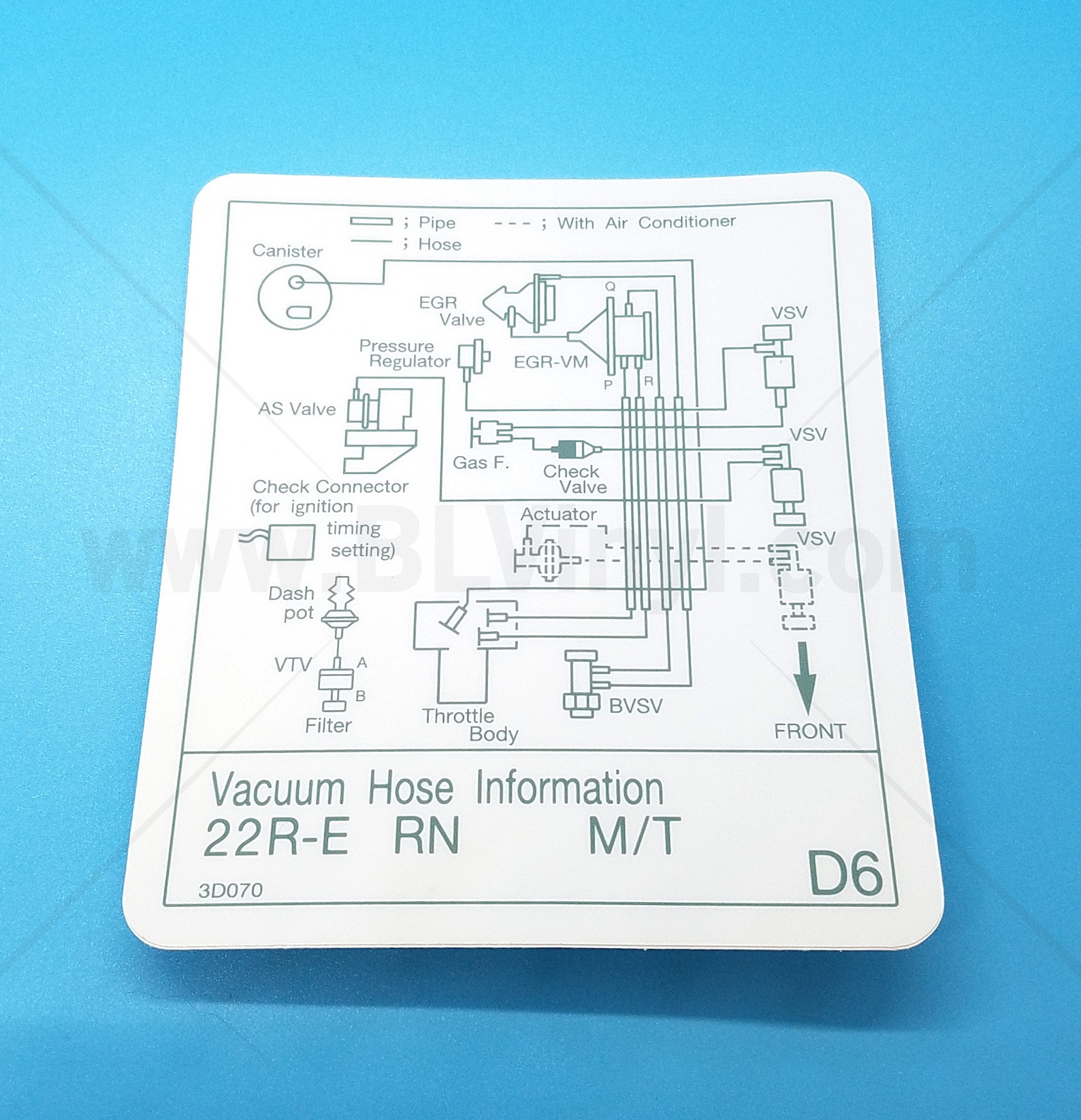 1988 22RE Vacuum Routing Diagram - Etsy
