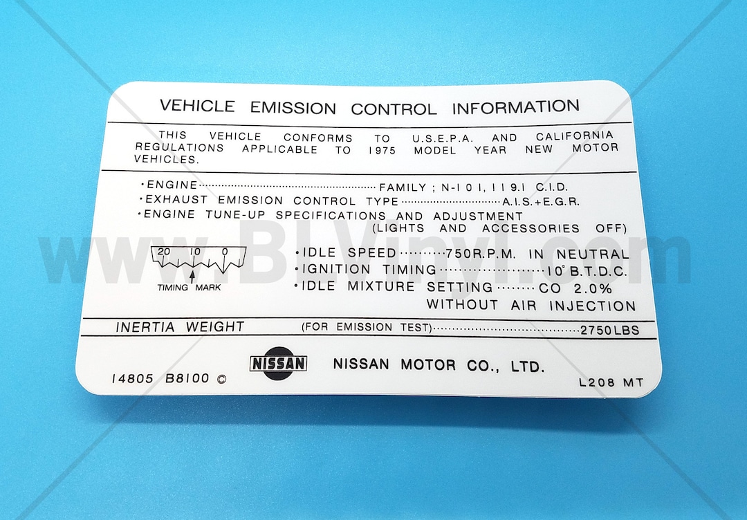 Nissan Truck 'vehicle Emission Control Information' Decals (multiple ...