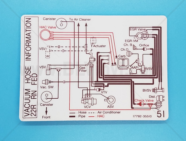 1985 22R Vacuum Hose Information Decal (FED RN) - Etsy