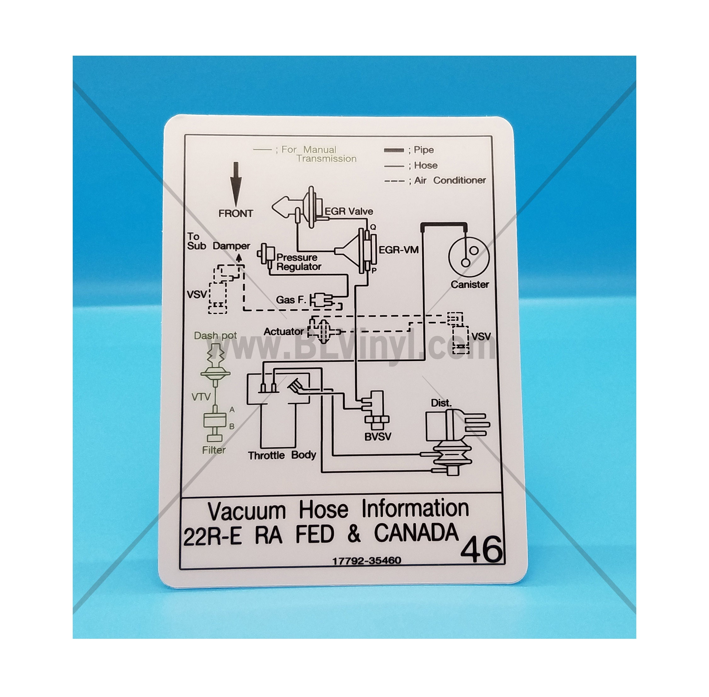 1983-1985 22RE Vacuum Hose Information Decal (RA) - Etsy