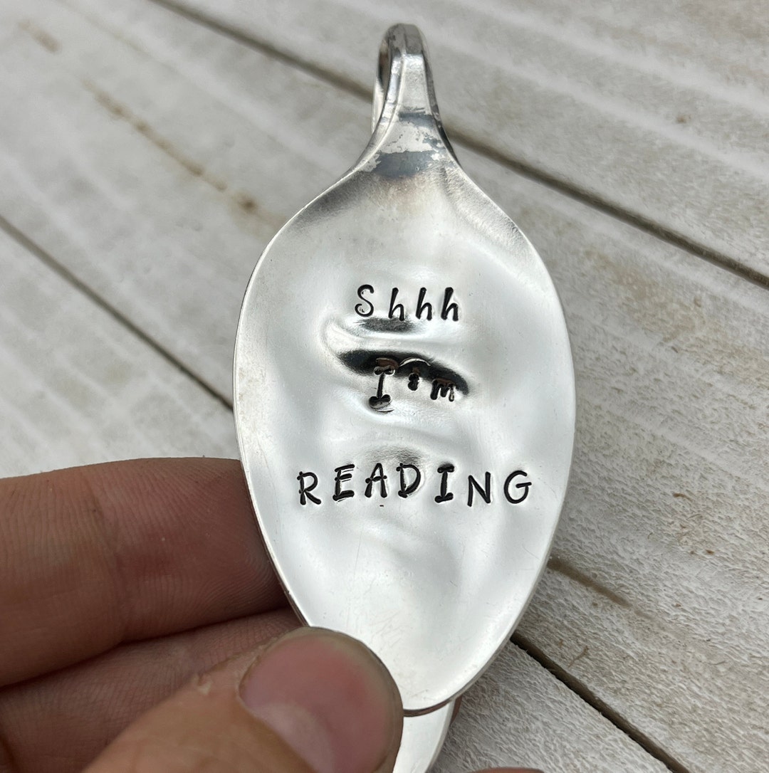Silver Metal Bookmark Hand Stamped Spoon Bookmark One of a Kind Unique ...