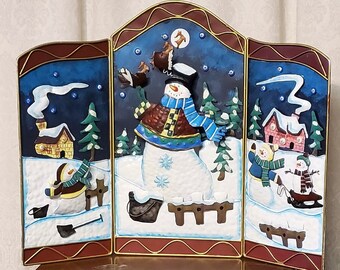 Snowman Fireplace Screen - Etsy
