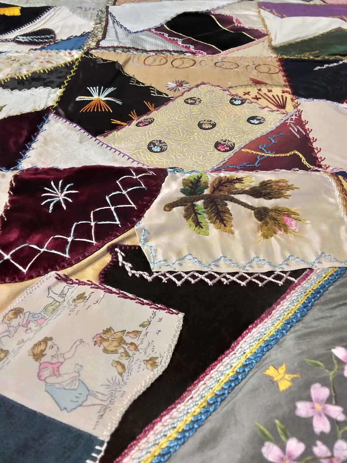 Crazy Quilt Ca 1890's 52 65 Tab Border - Etsy