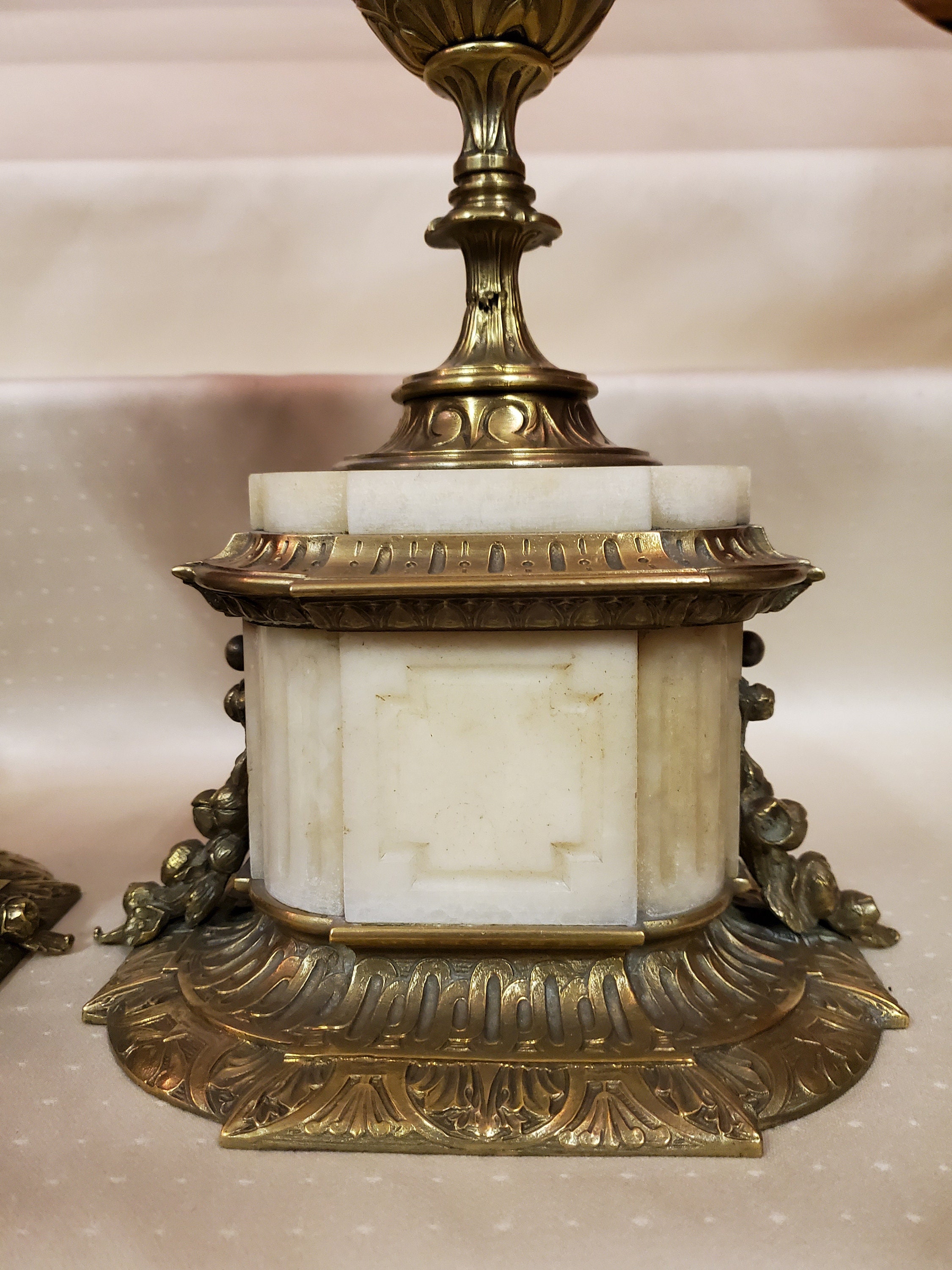 Classic French Louis XIV Empire Cast Brass and Marble Lamps | Etsy