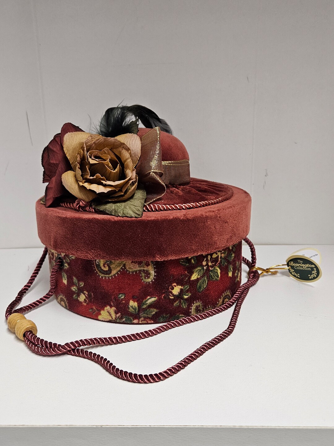 Bearington Bears NOS Hat Box, Velvet Paisley With Maue Velvet Lid, 8diameter X 6 Tall - Etsy