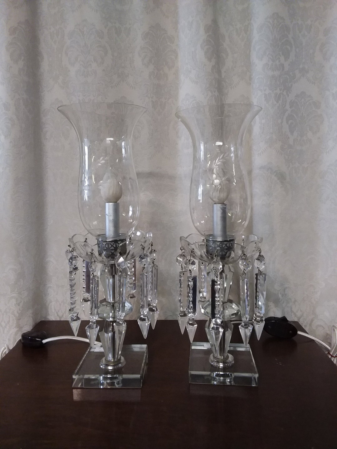 Crystal Candle Luster/girandole Style Vanity Lamps Ca 1940's - Etsy