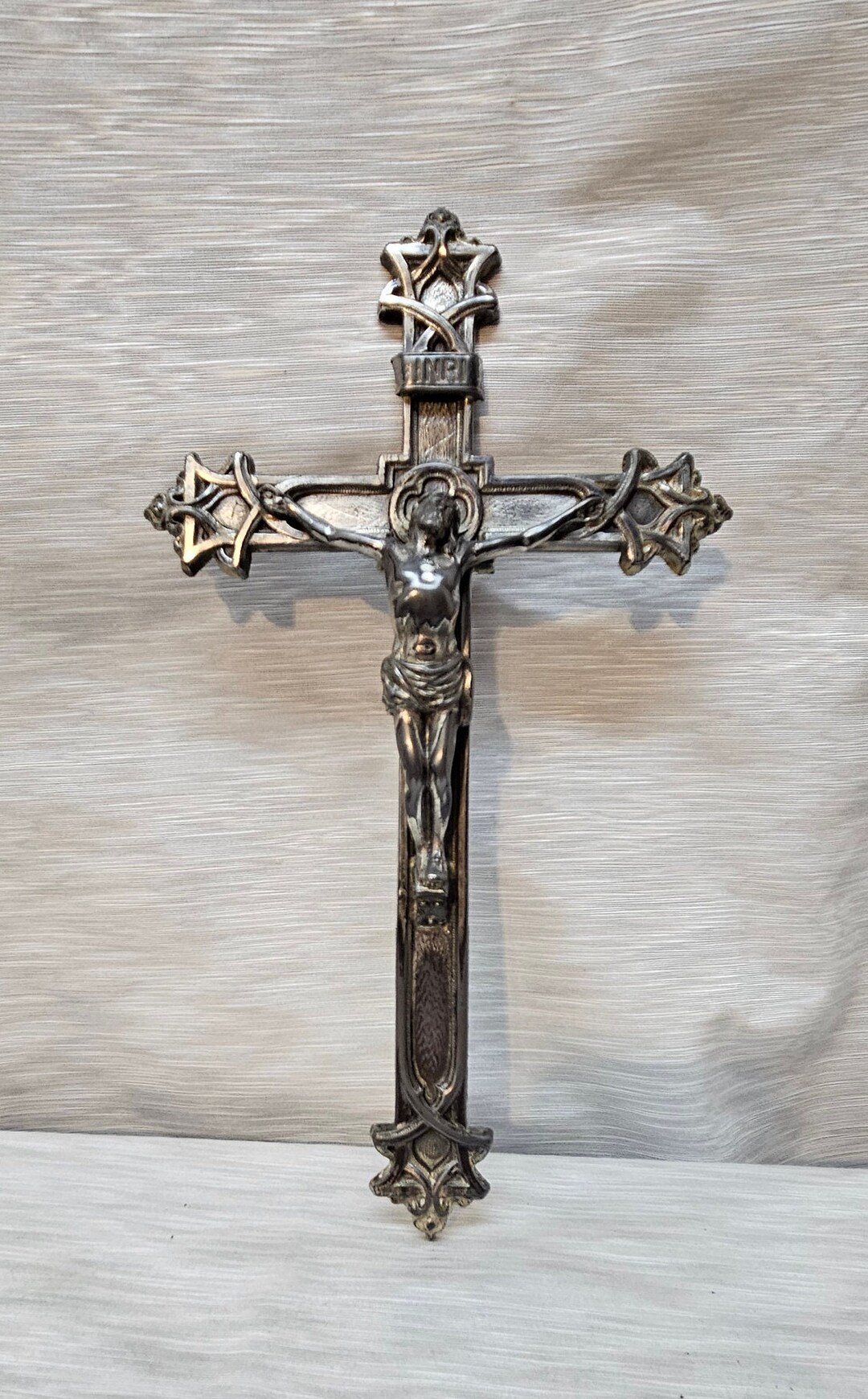 Silver Plated Crucifix, Ring on Back for Hanging, 11.5 Tall X 6.5 Wide ...