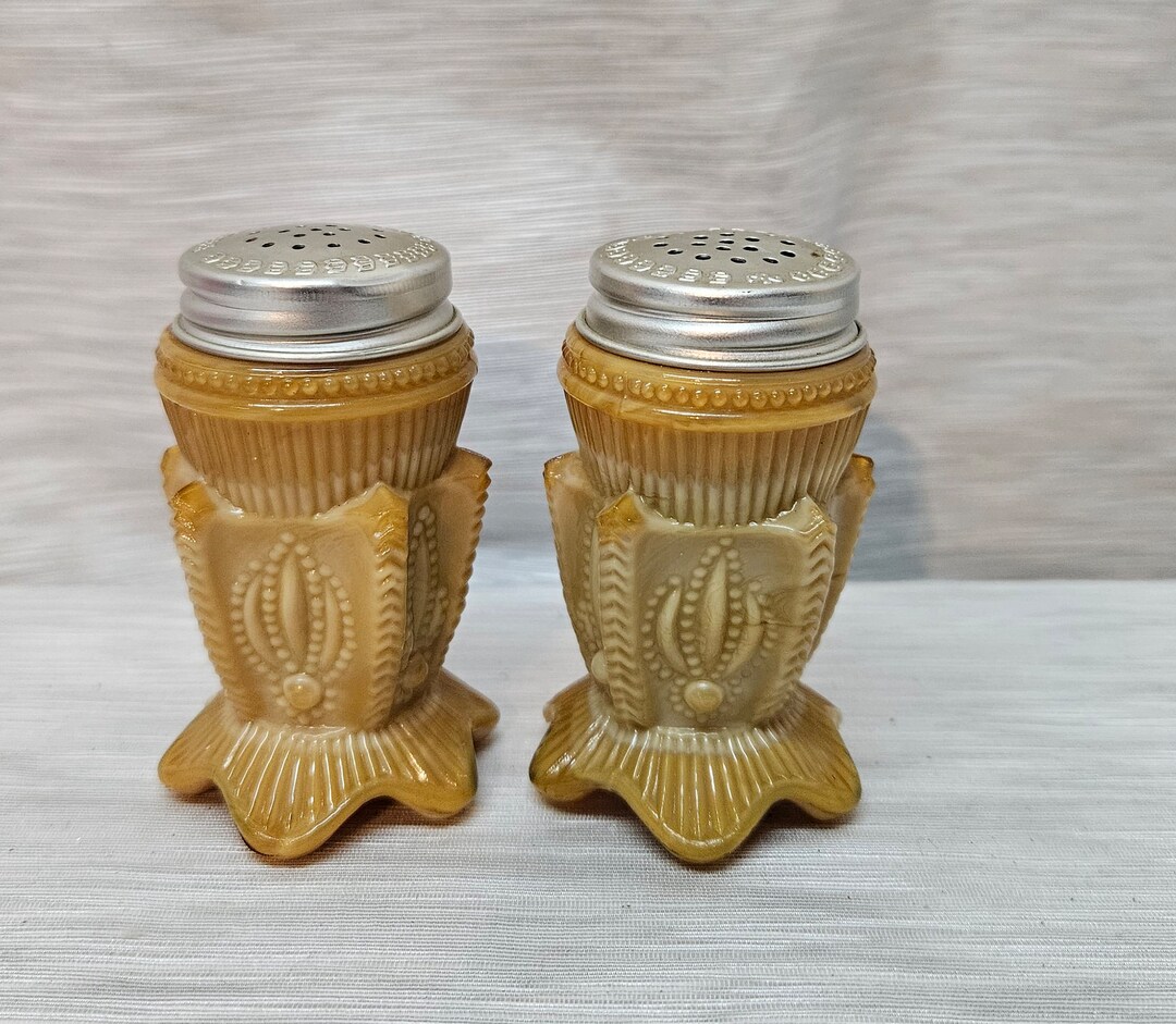 Chocolate Slag Glass Salt and Pepper Shakers, Greentown, 3 Tall X 2 ...