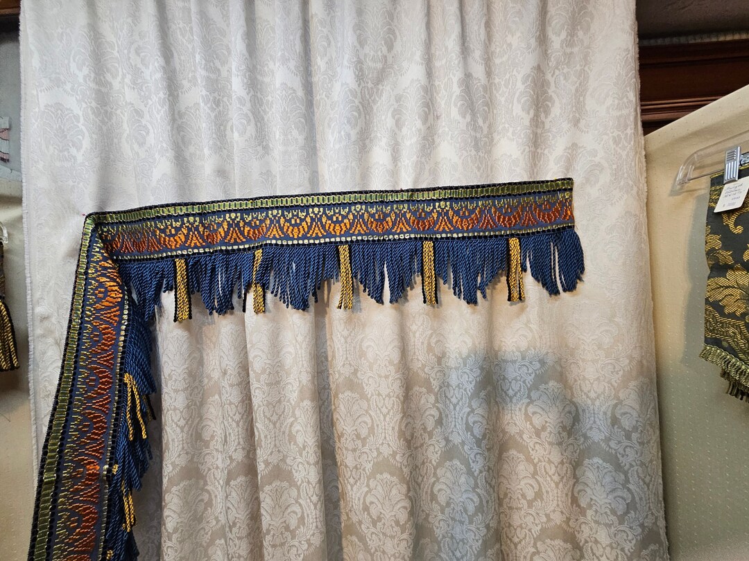 Tapestry Valance W/ Scalloped Bullion Fringe, 48 Long X 9.5 Tall, 1.75 ...