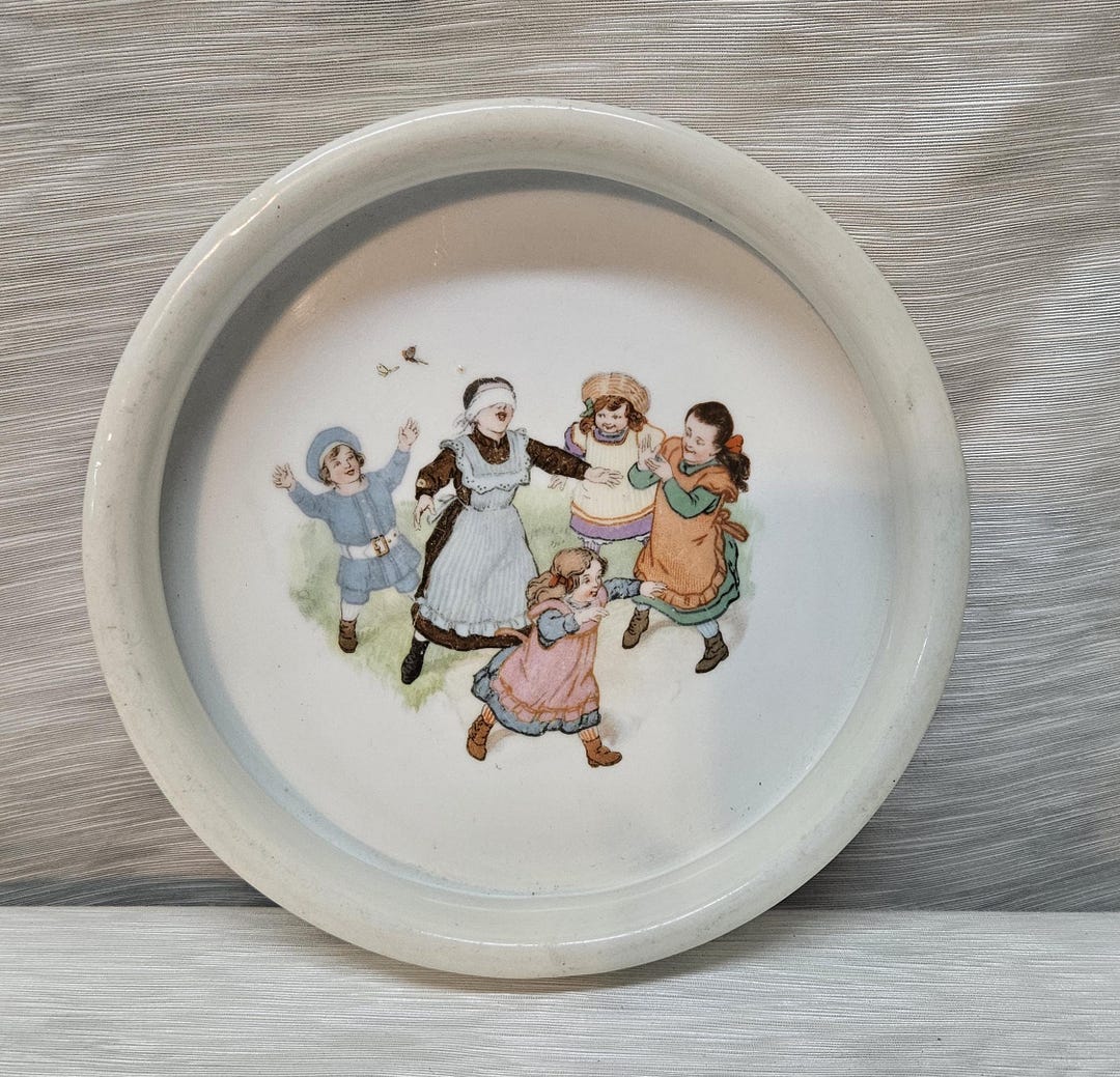 Childs Dish, Decal of Children Playing, 7.5 Diameter X 1.5 Tall, Great ...