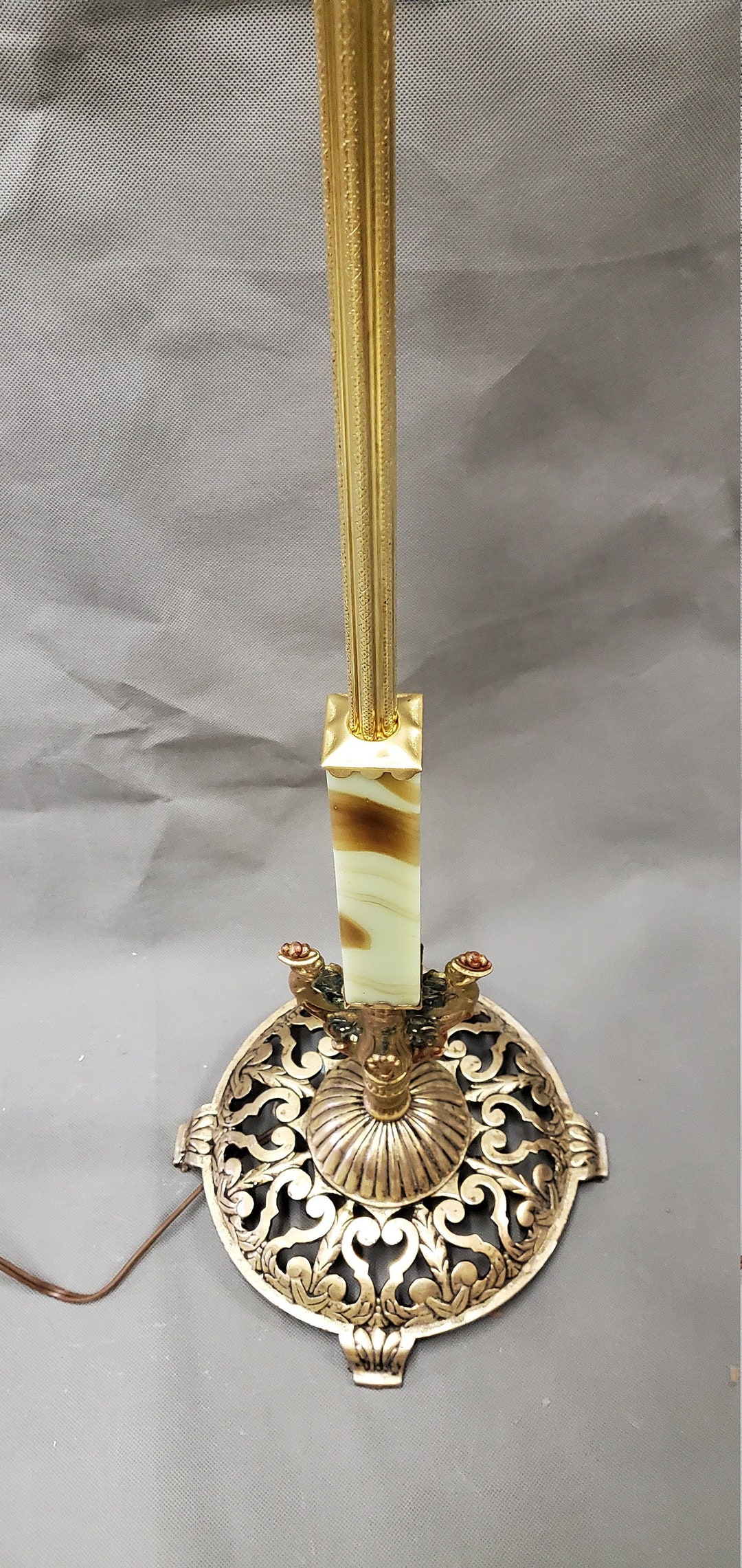 Dual Cluster Socket Floor Lamp, New Wire, 2 Green Vaseline Glass Housex ...