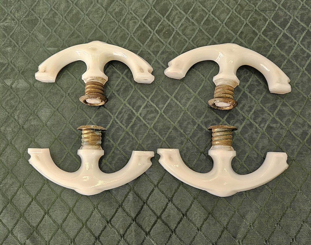 Glass Drawer Pulls/handles, Milk Glass, 4 Wide X 2 Deep, Set of 4 ...