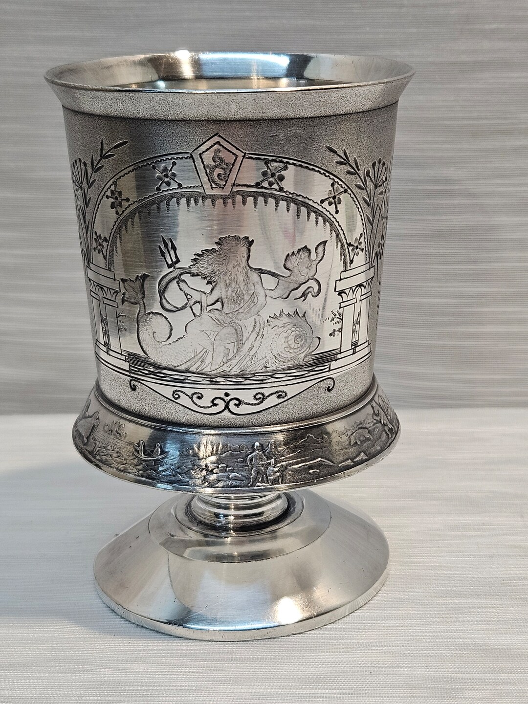 Chalice With Poseidon Engraving, Meriden B. Company, Silverplate, Area ...