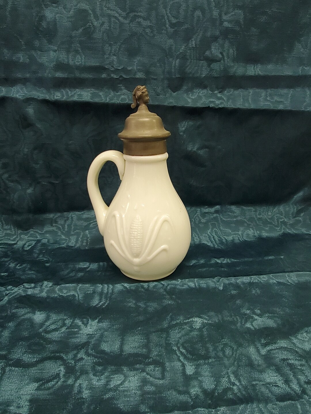 Victorian Milk Glass 1871 Pewter Lid Corn Flower Pattern - Etsy