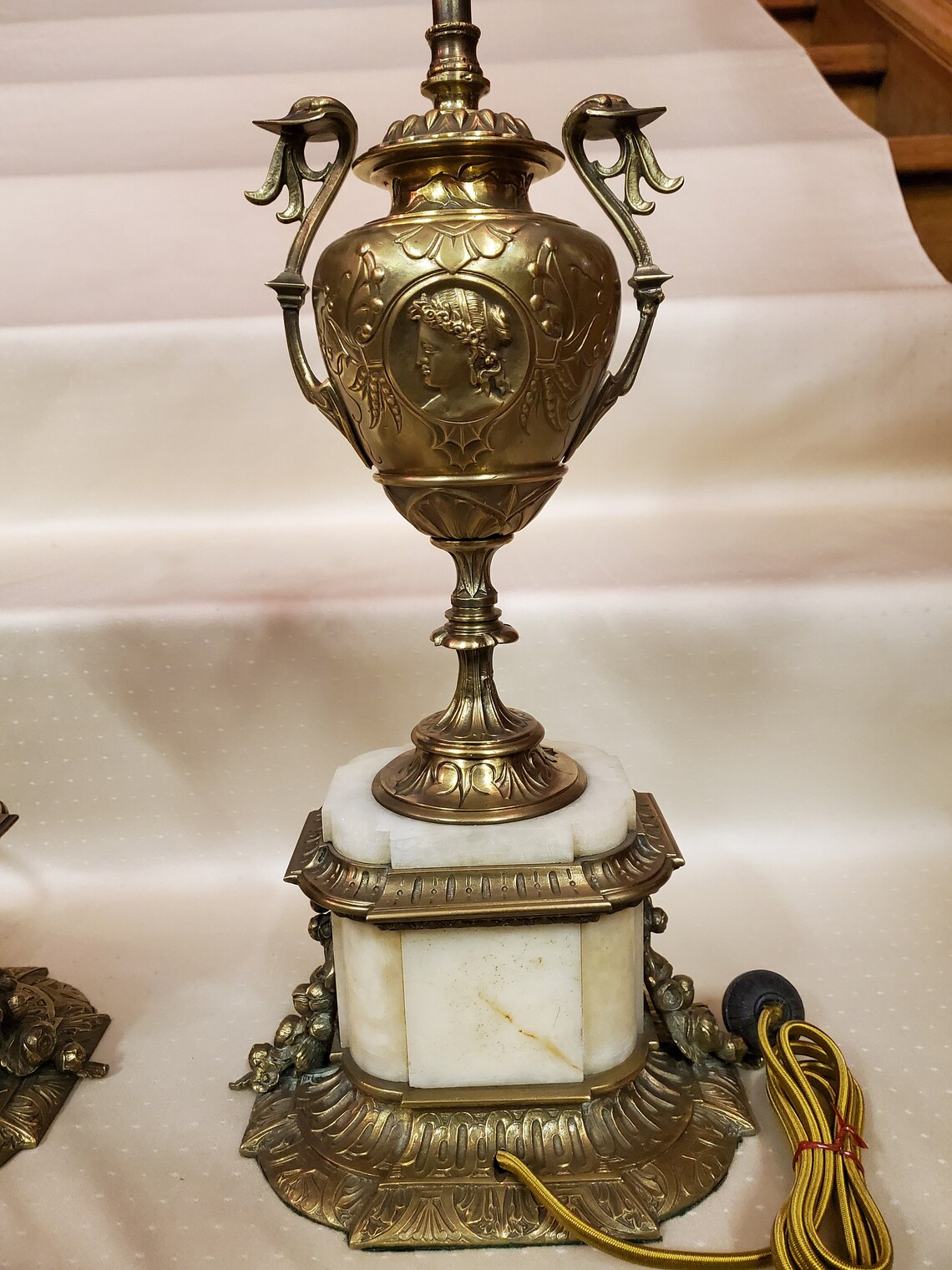 Classic French Louis XIV Empire Cast Brass and Marble Lamps | Etsy