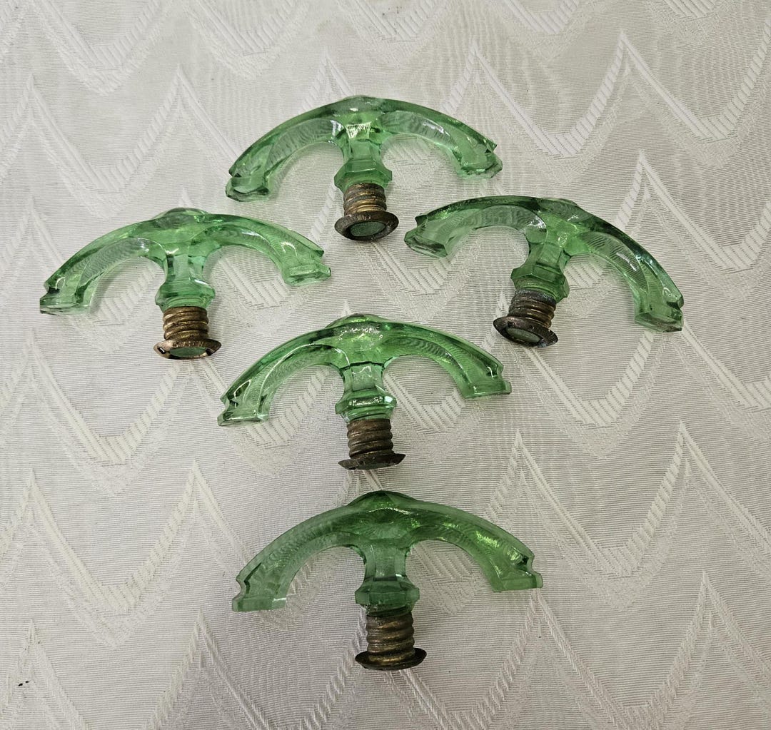 Glass Drawer Pulls/handles, Green, 4 Wide X 2 Deep, Set of 5, Threaded ...