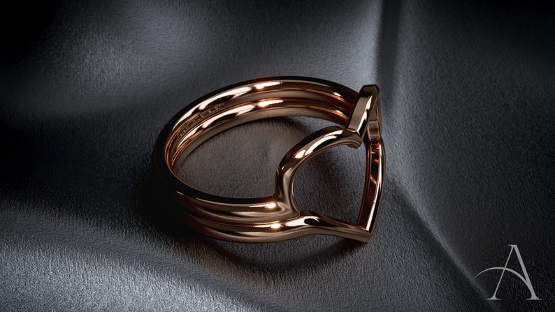 Solid 9ct Rose Gold Open Heart Stacker Ring Two-part Ring - Etsy
