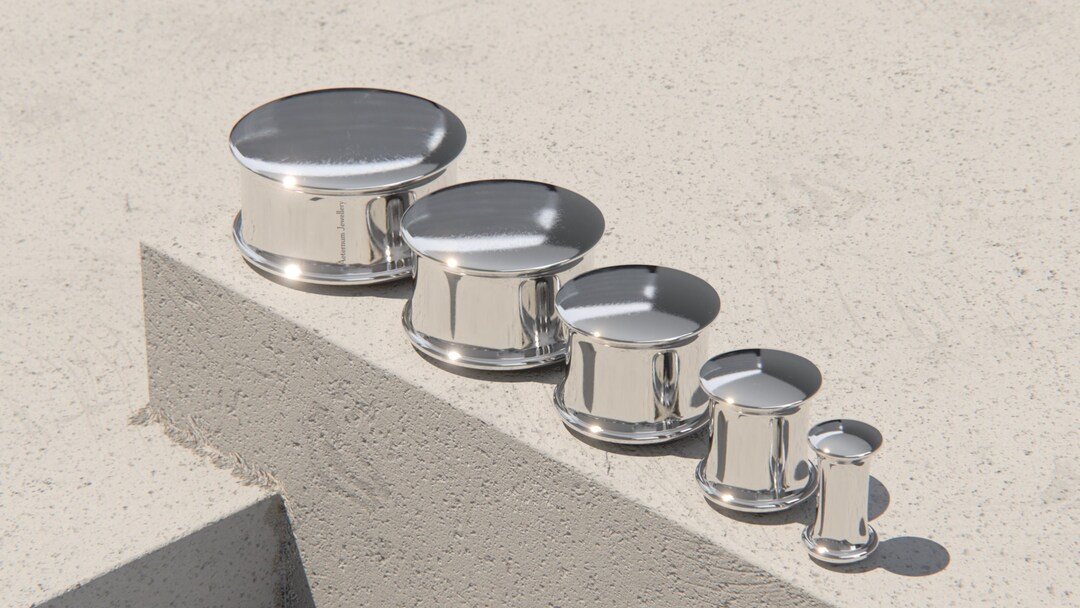 Solid Silver Capped Ear Plugs, Tunnels, Stretchers, Gauges 4mm 20mm No ...