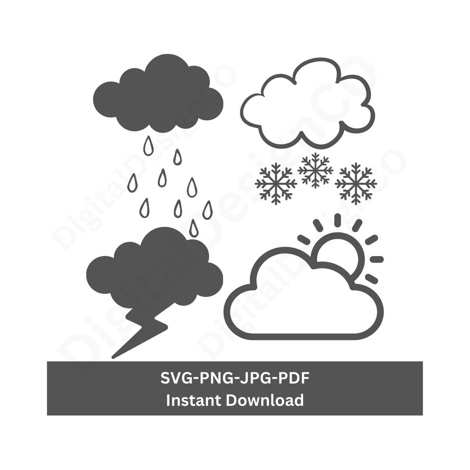 Clouds | Weather | Digital Download | SVG | PNG | JPG | Digital Design ...