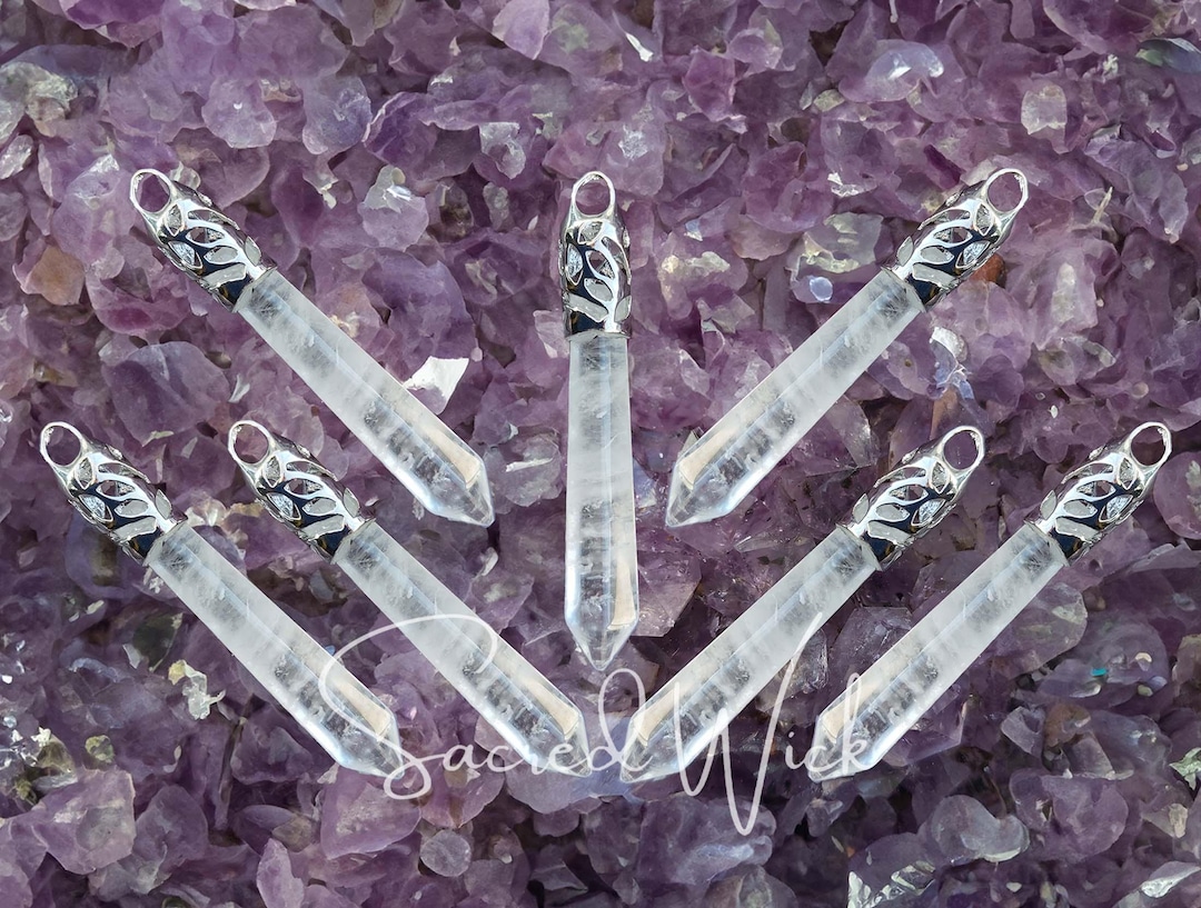 QUARTZ Crystal Pendant Point With Ornate Silver Bail for Jewelry Making ...