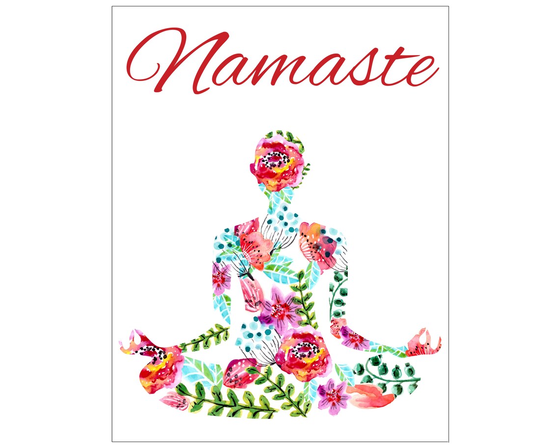 Namaste~yoga Magnet~lotus Yoga Pose~floral Watercolor Design~3" X 4 ...