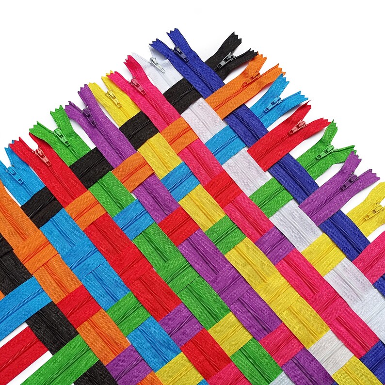 KGS Nylon Zipper for Sewing Crafts Assorted 10 Unique Colored Zippers 3 ...