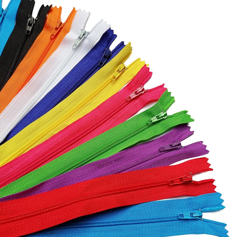 KGS Nylon Zipper for Sewing Crafts Assorted 10 Unique Colored Zippers 3 ...