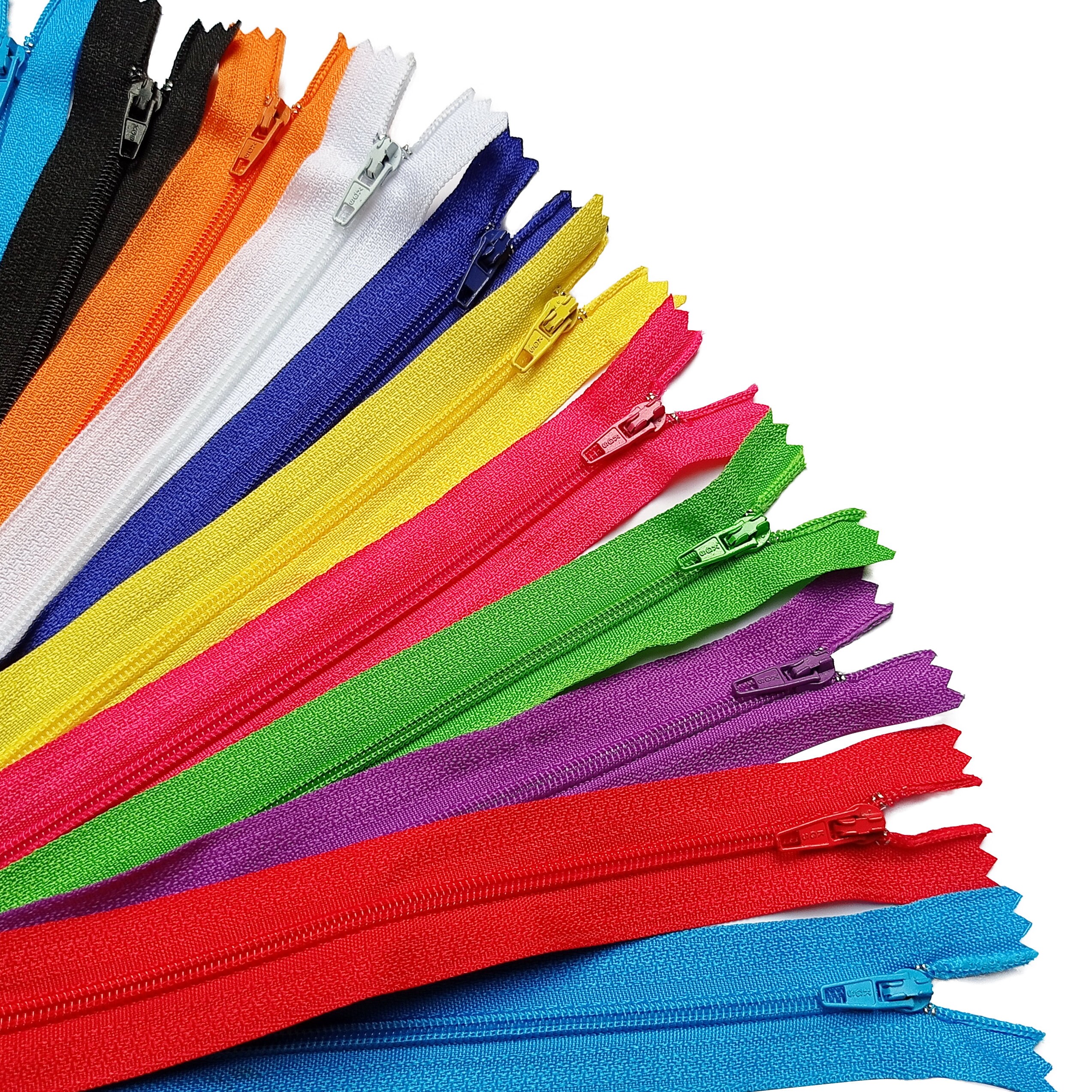 KGS Nylon Zipper for Sewing Crafts Assorted 10 Unique Colored Zippers 3 ...