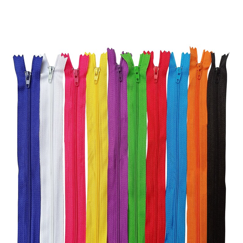 KGS Nylon Zipper for Sewing Crafts Assorted 10 Unique Colored Zippers 3 ...