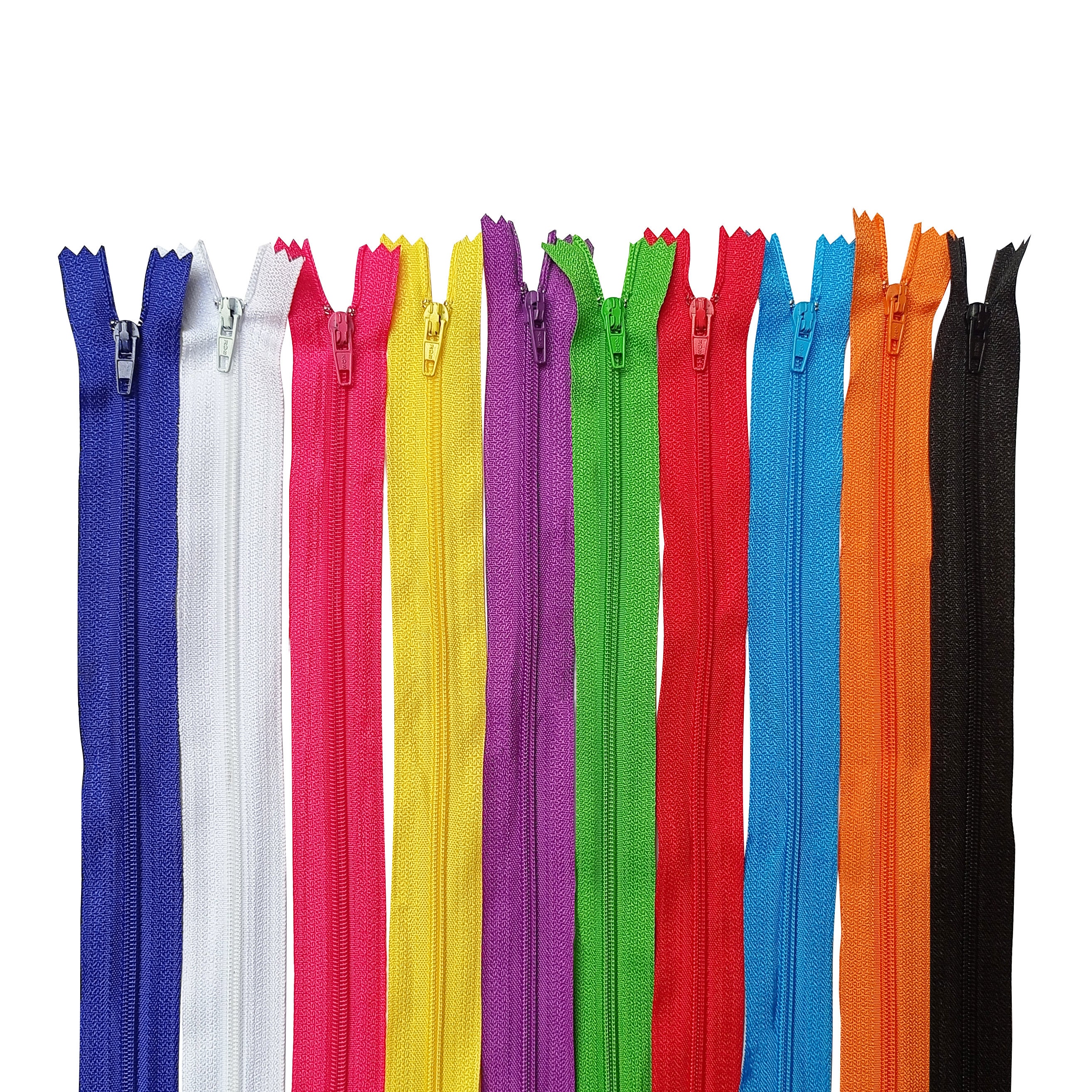 KGS Nylon Zipper for Sewing Crafts Assorted 10 Unique Colored Zippers 3 ...