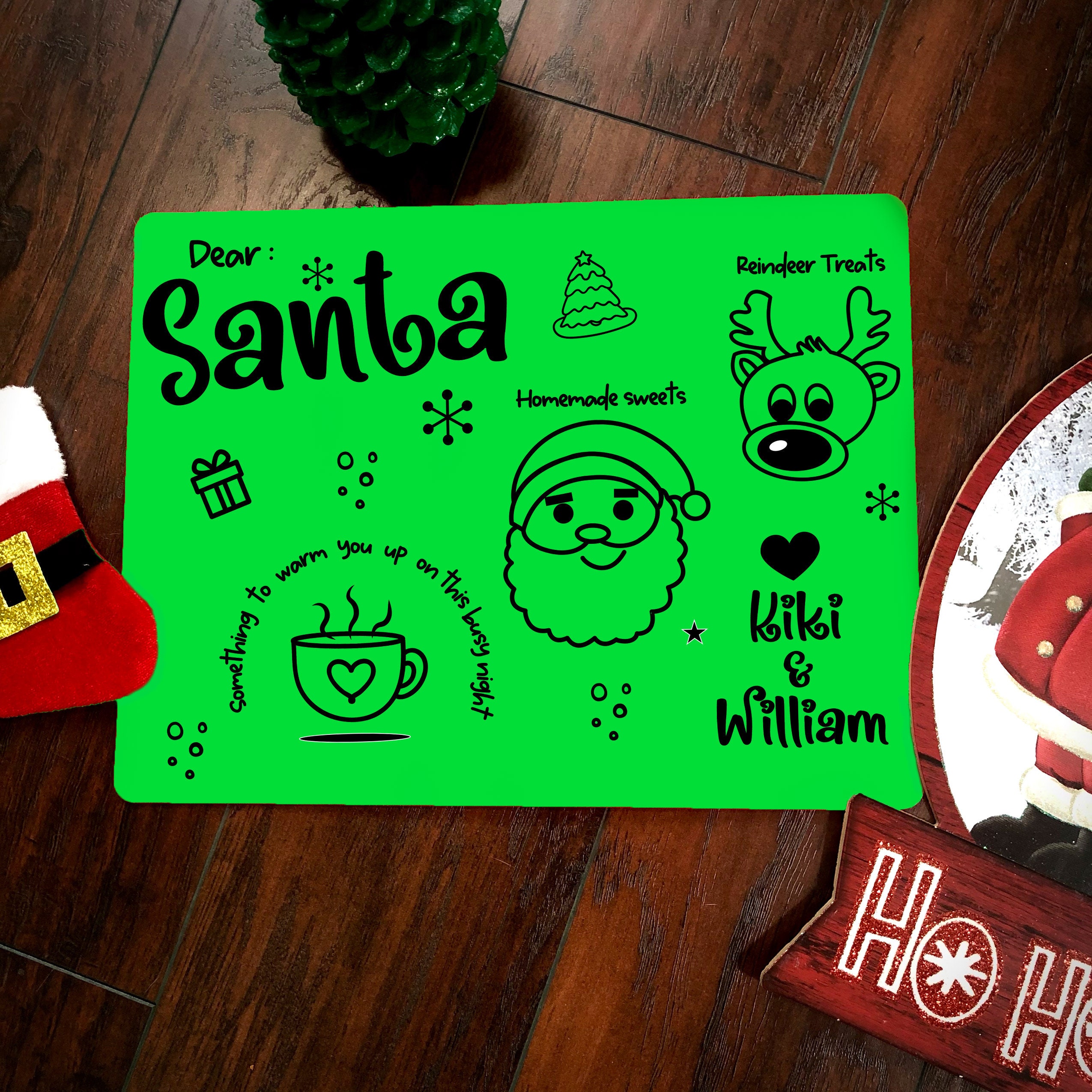 Santa Cookie and Milk Mat Personalized for Your Kid. Santa - Etsy