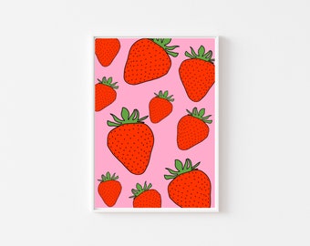 Strawberry Art Print | Etsy