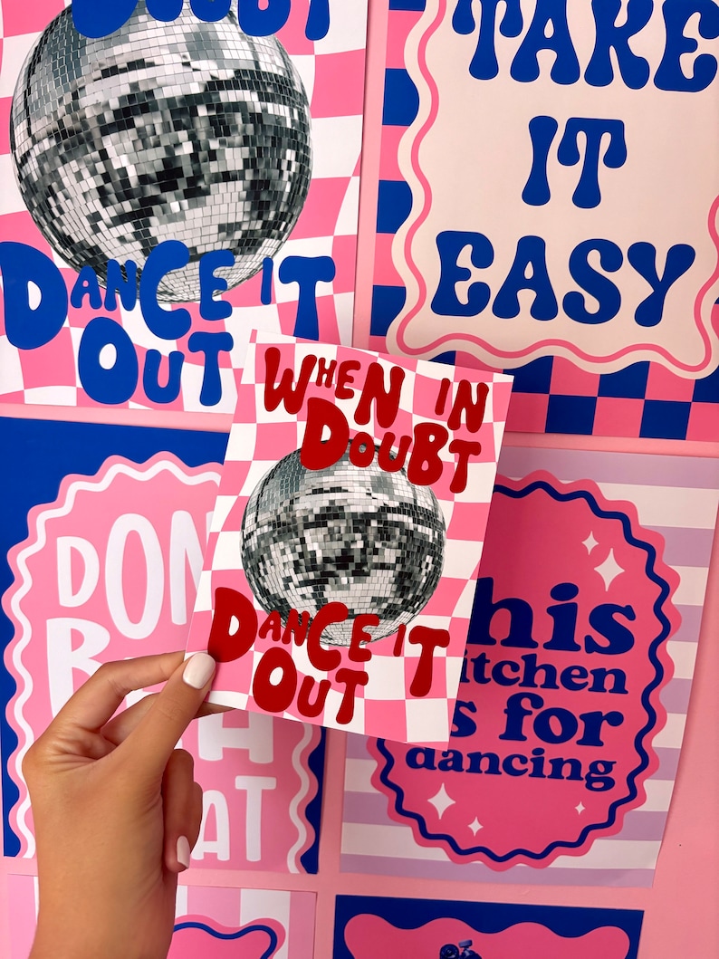 Disco Ball When in Doubt Print | Digital Wall Art | Dance It Out | A3 ...
