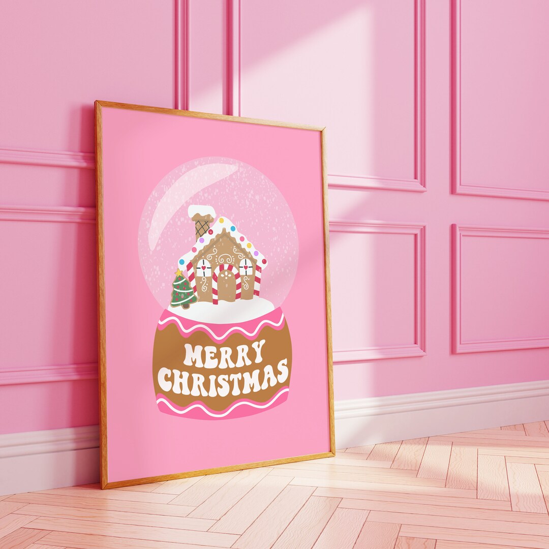 Snowglobe Gingerbread House Christmas Wall Print Digital - Etsy