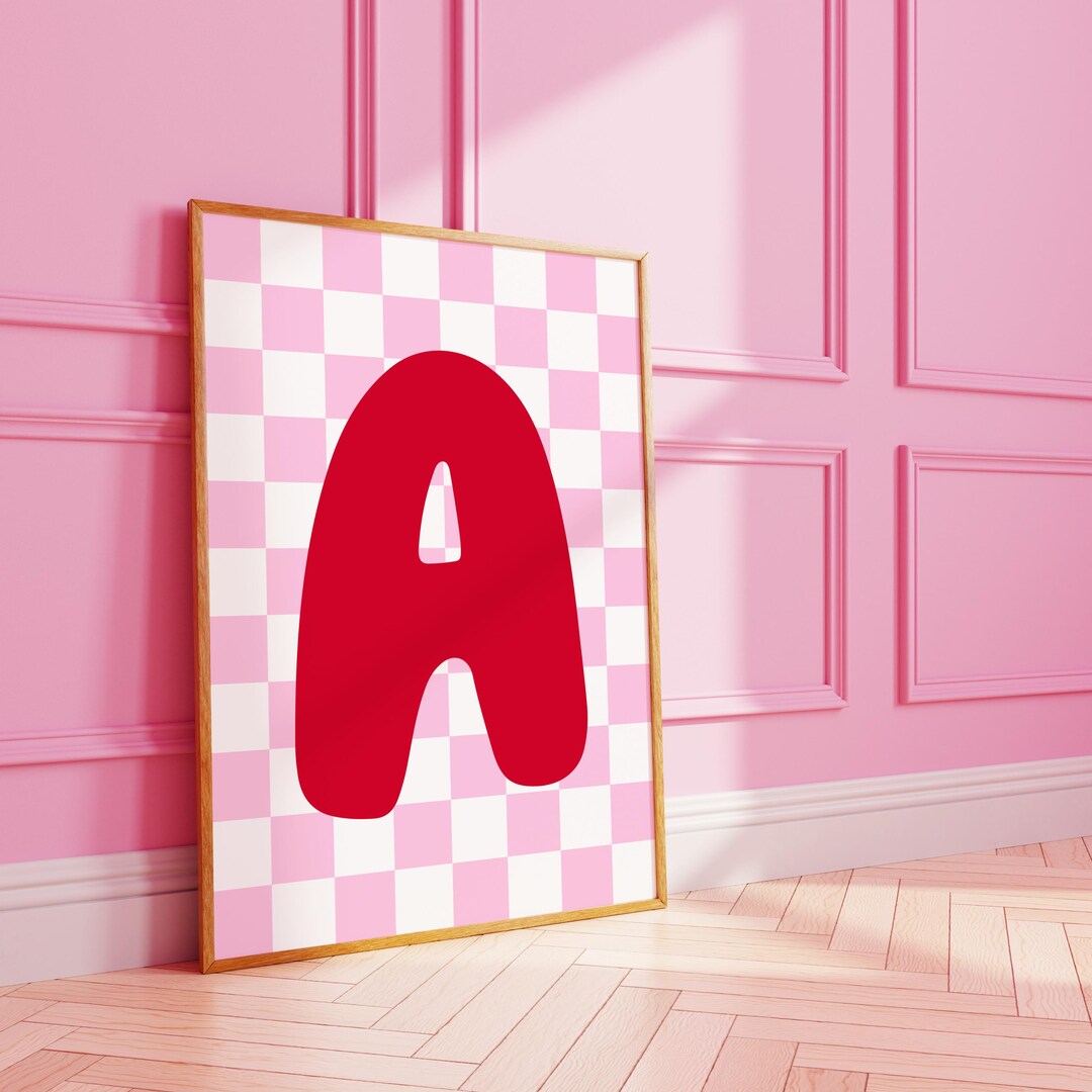Cute Checkerboard Initial Wall Art | Letter Alphabet Print | Funky Wall ...