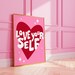 Love Yourself Poster | Heart Wall Print | Affirmation Art | A3 A4 8X10 ...
