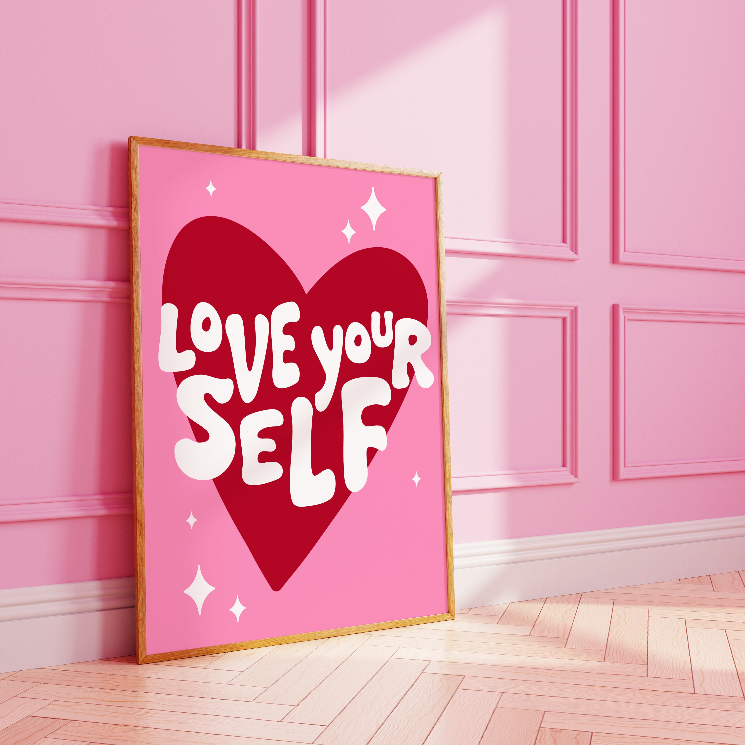 Love Yourself Poster | Heart Wall Print | Affirmation Art | A3 A4 8X10 ...