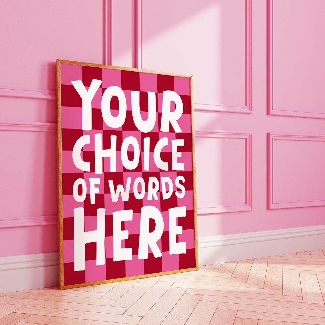 Custom Checkerboard Funky Word Art | Personalised Gift Wall Print - Etsy