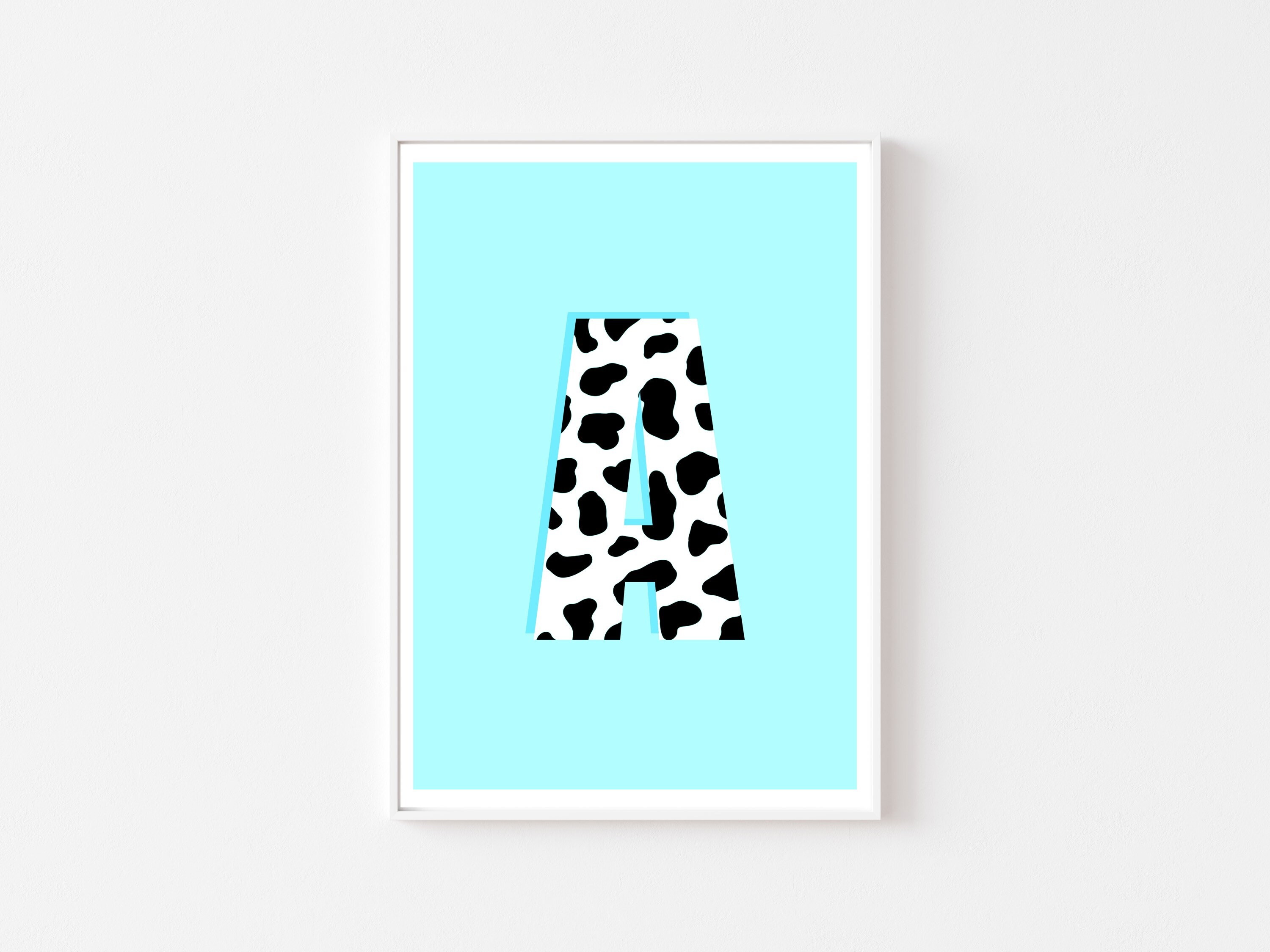 Cute Cow Print Personalised Initial Wall Art Initial Letter | Etsy