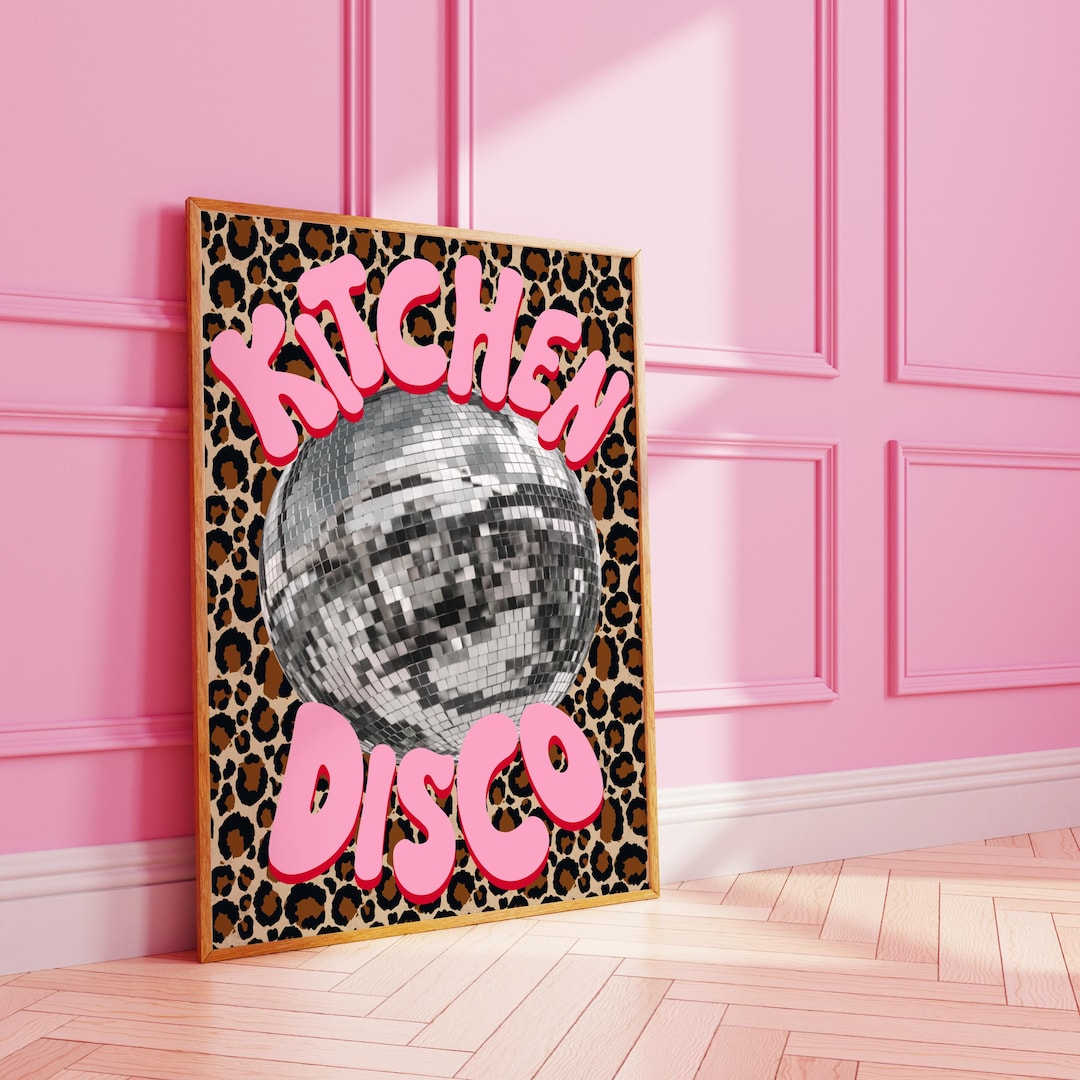 Kitchen Disco | Leopard Print | Discoball | Wall Art | A3 A4 8X10 A5 ...