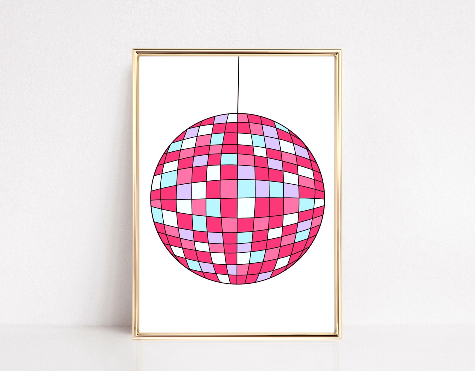 Disco Ball Retro Style Funky Music Print Digital Wall Art - Etsy