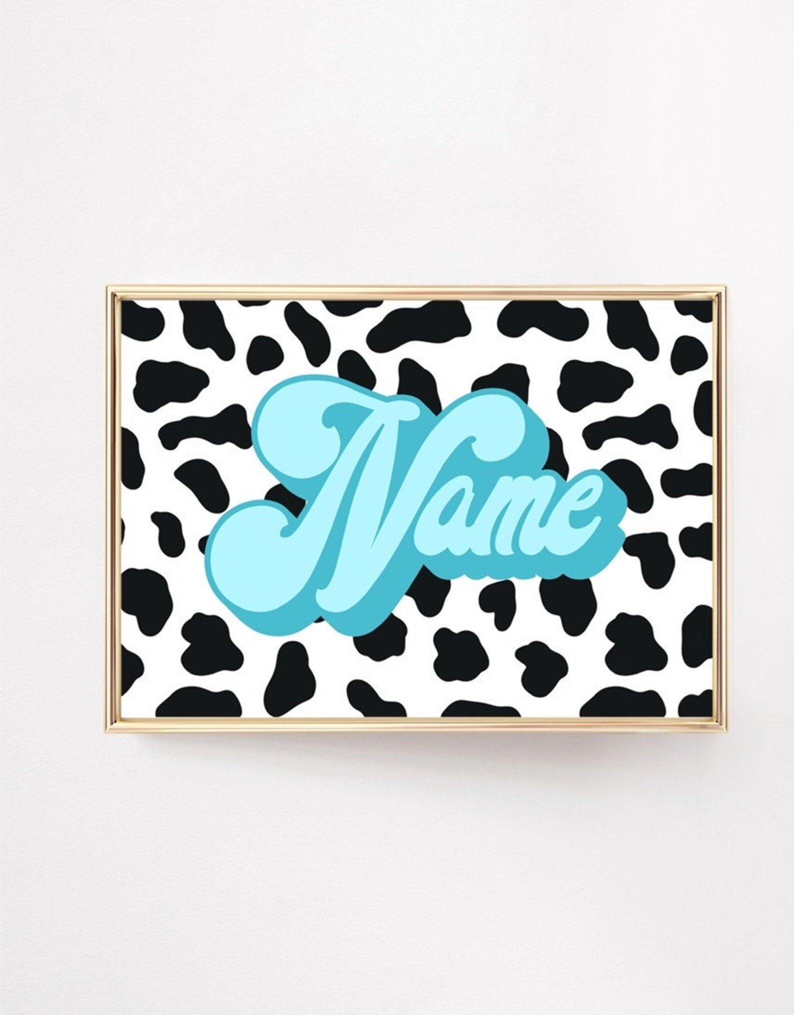 Personalised Cow Print Name Wall Art Funky Letter Print A4 - Etsy